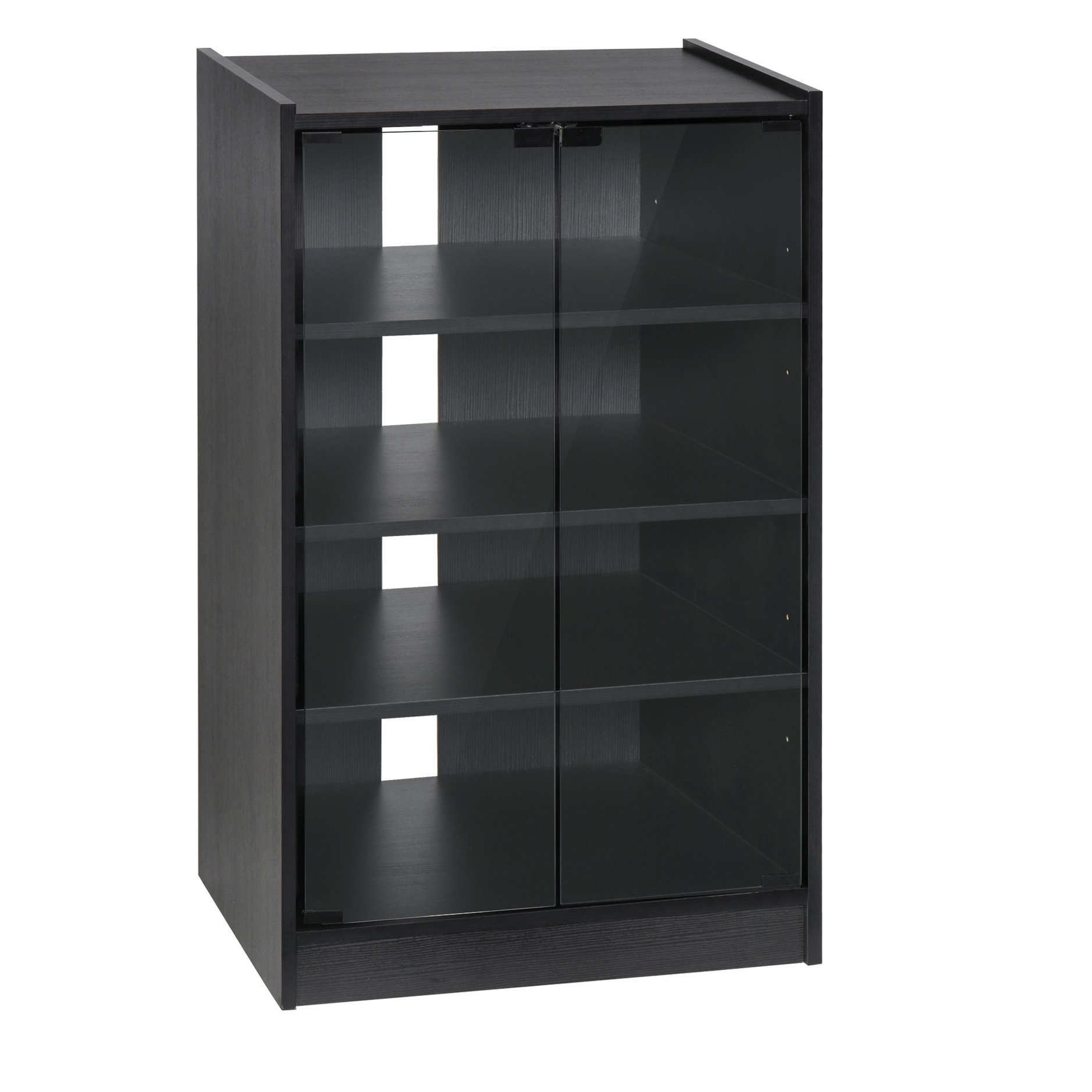 Latitude Run® 5 Media Center Cabinet. Distressed Black, Tempered Glass ...
