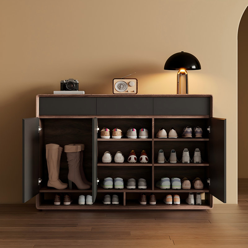 Coxambrey 59.06" Brown and Black Solid wood Maple Shoe Storage | Wayfair