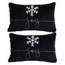 The Holiday Aisle® Set Of 2, Black Velvet Pillows With Embroidered Joy ...