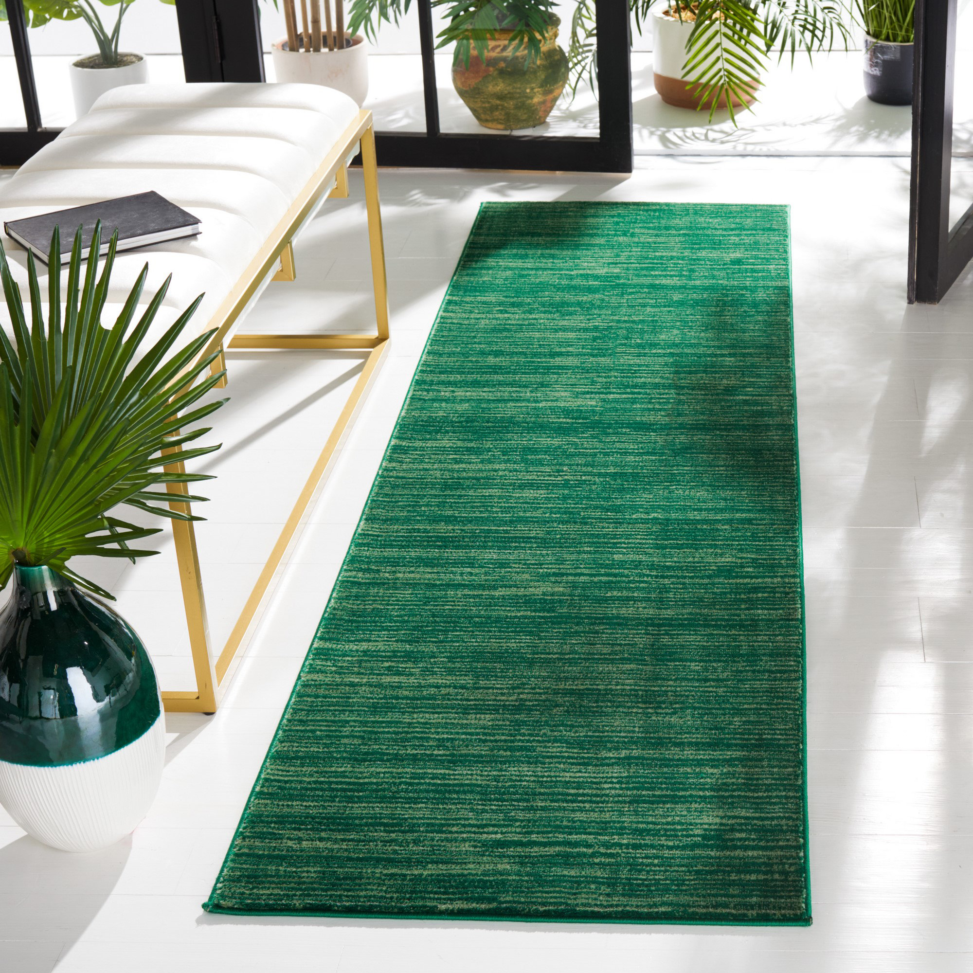 Beachcrest Home Kynlee Flatweave Dark Green Area Rug & Reviews | Wayfair