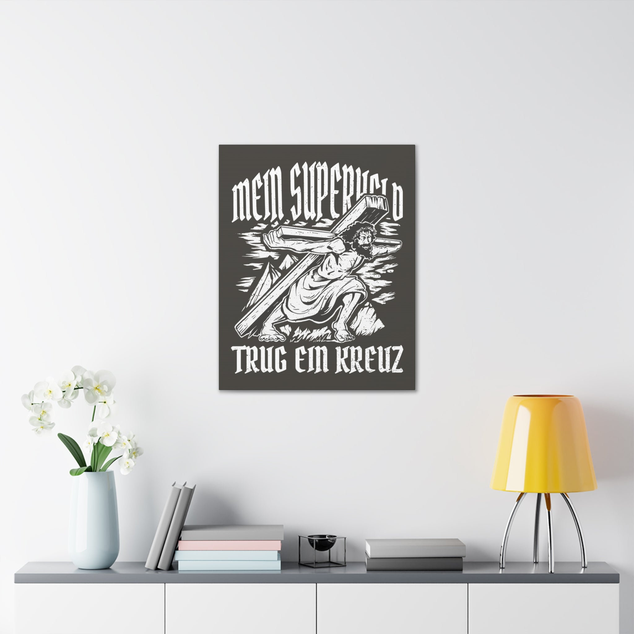 Trinx My Superhero German Bible Verse Canvas Christian Wall Art | Wayfair
