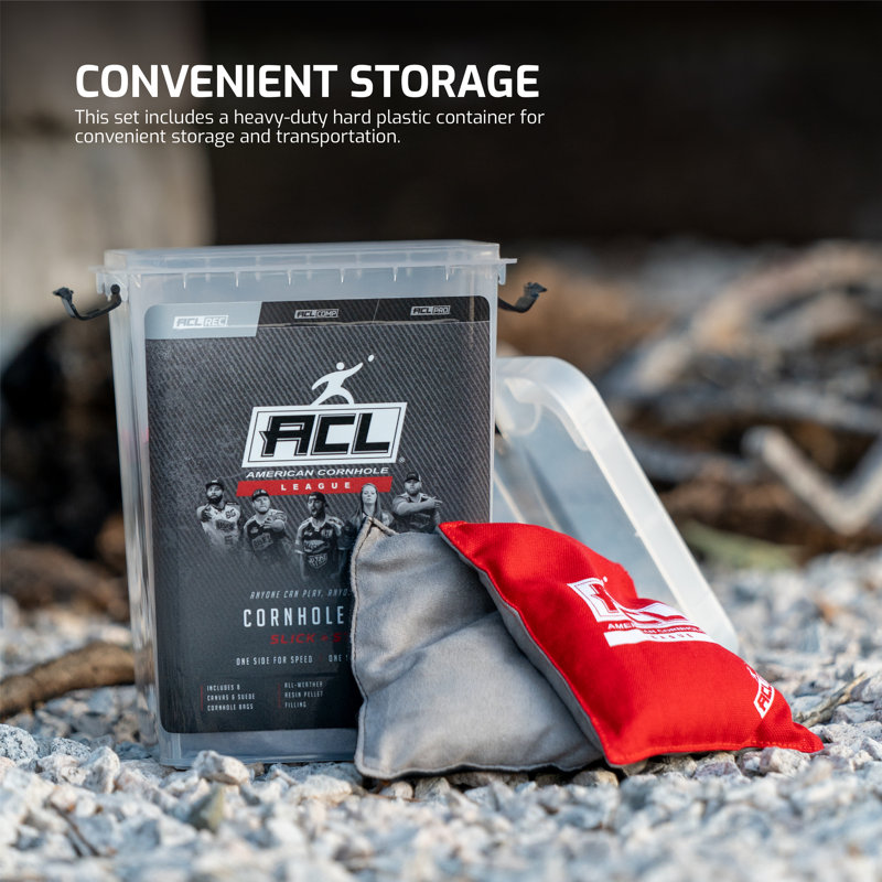 American Cornhole League ACL REC Red/Black Stick-N-Slick Cornhole Bags ...