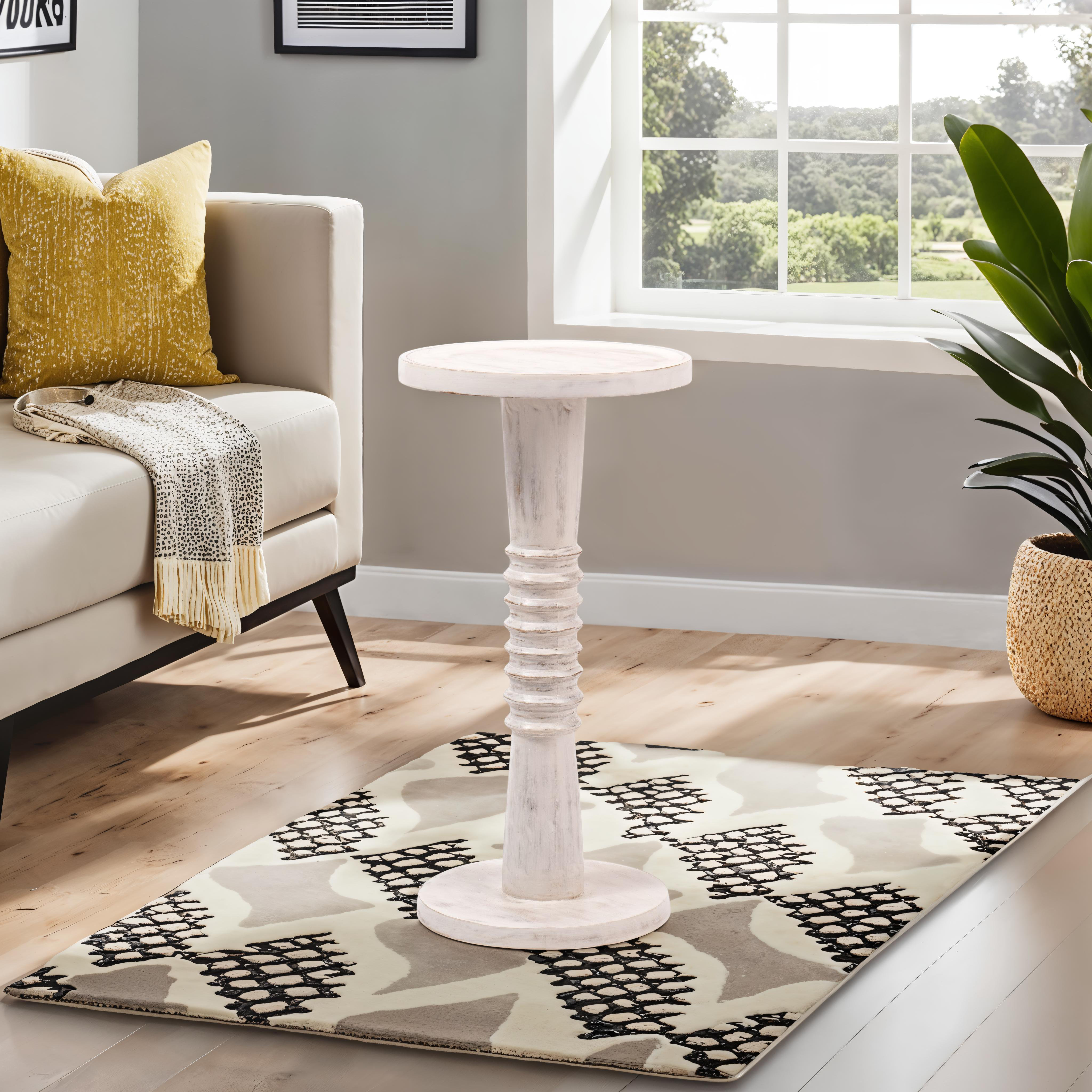 Lark Manor™ Solid Mango Wood Knots 12" Pedestal Small Round Drink Table ...