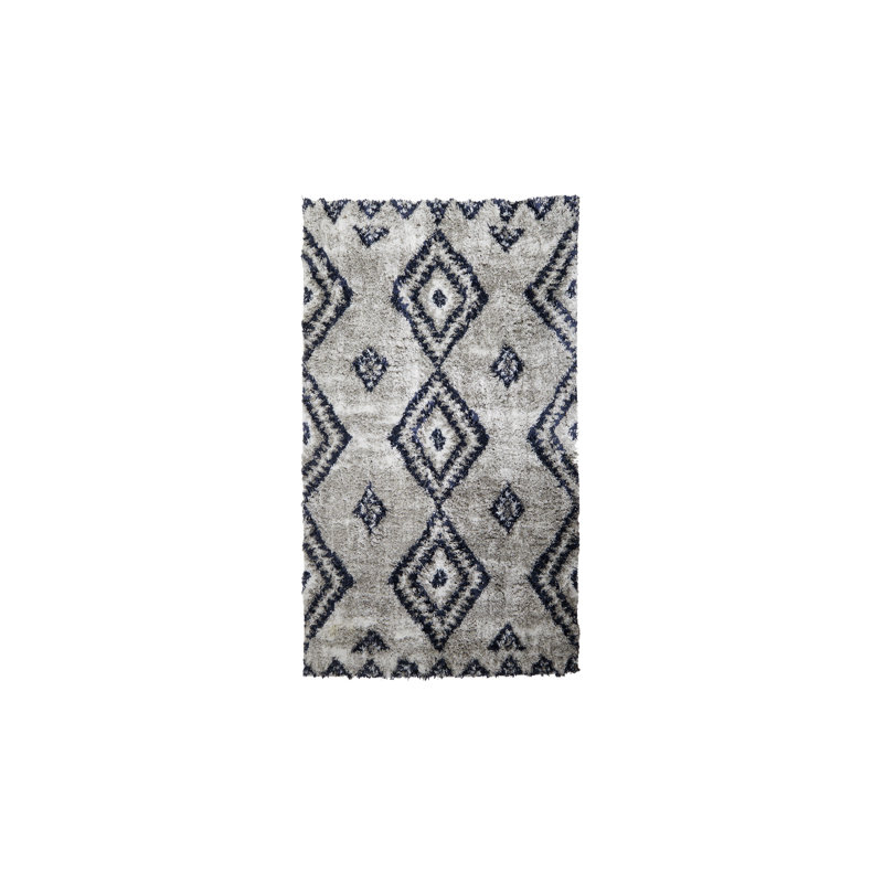 Nautica Geometric Shag Gray/Navy Area Rug | Wayfair