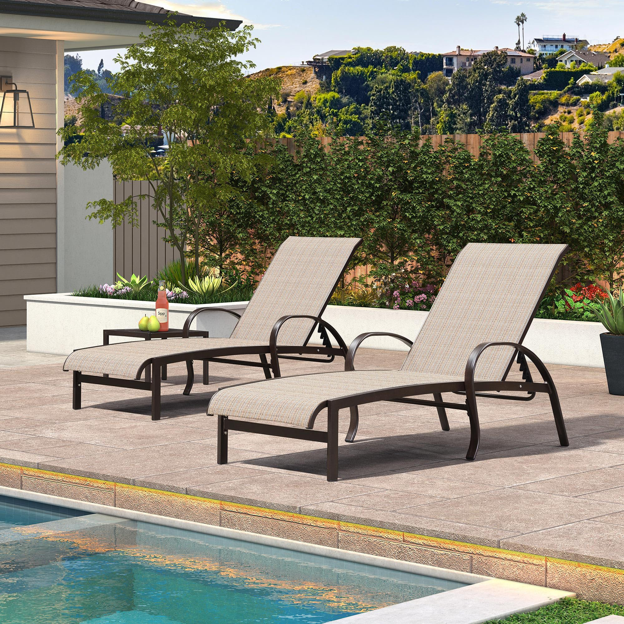 Red Barrel Studio® Darmont Outdoor Metal Chaise Lounge with Table | Wayfair