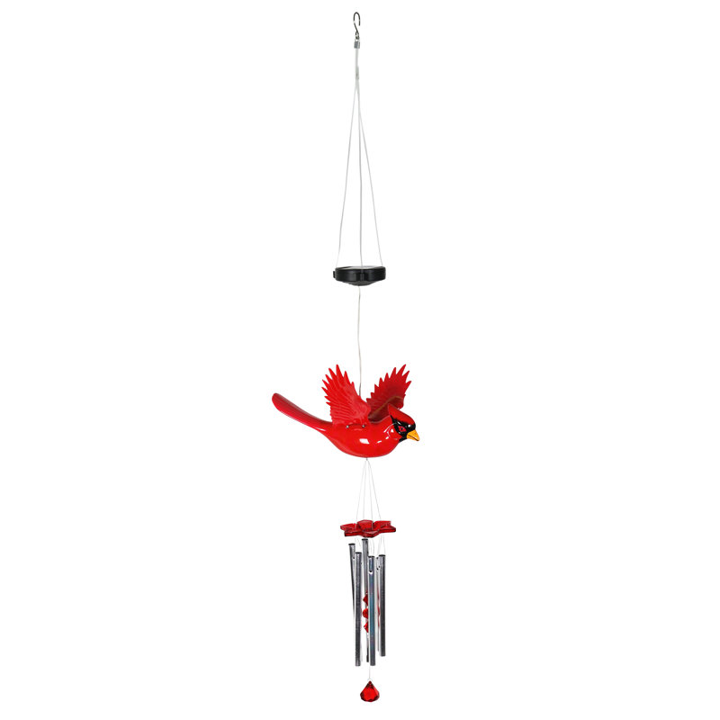 Exhart Solar WindyWings Cardinal Wind Chime, 10 by 9 Inches | Wayfair