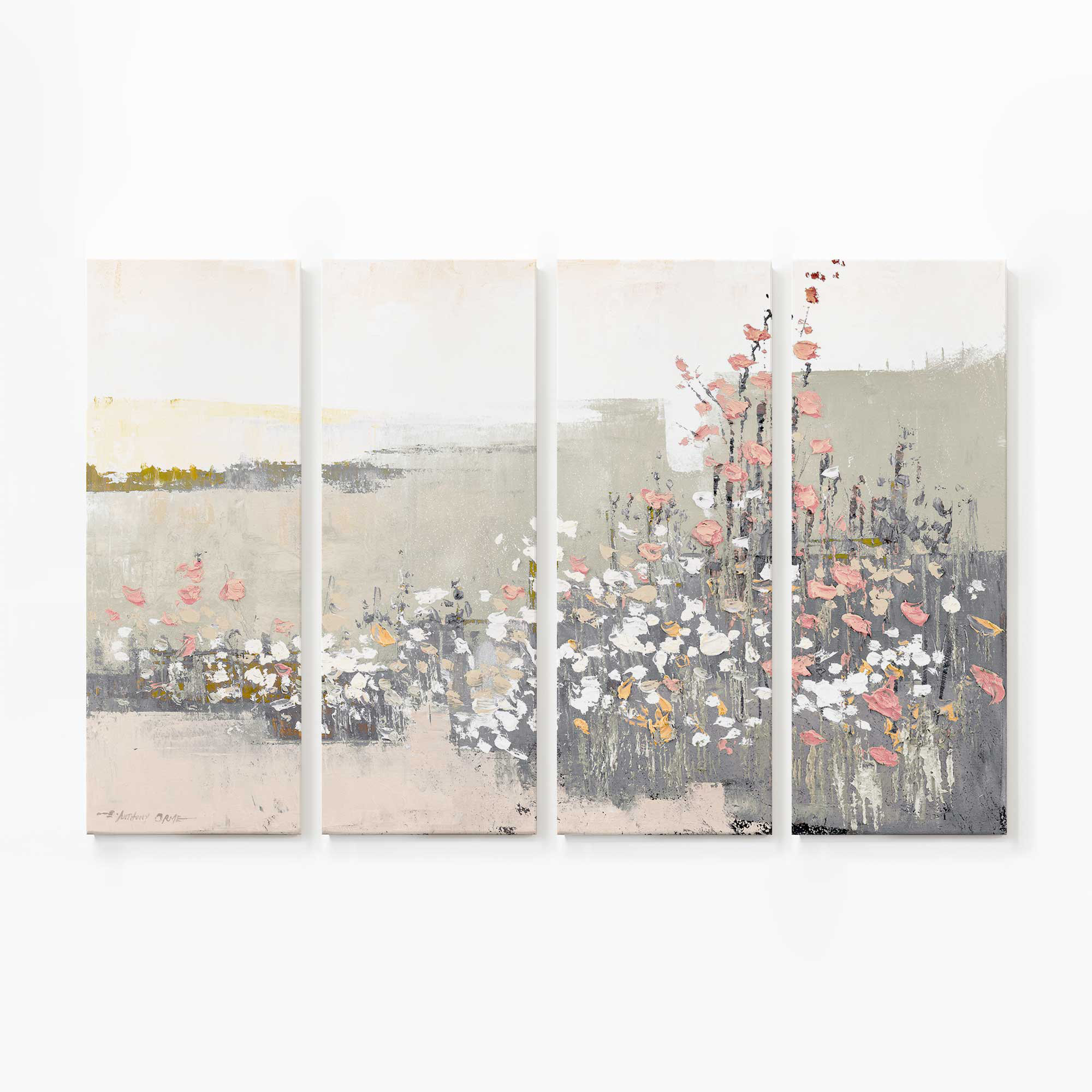 Frametolia Floral Haze | 4 Panel Split Large Canvas Print | Wayfair