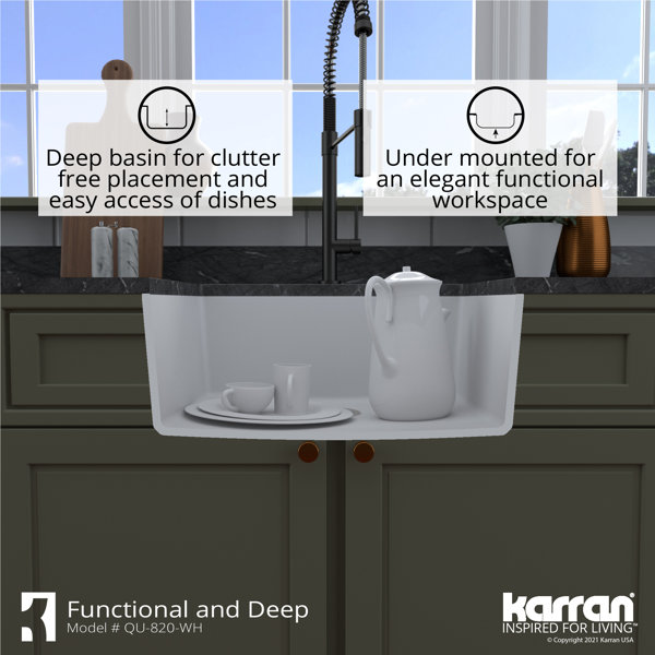 Karran Quartz 24-3/8'' X 19-1/8'' Single Bowl Undermount Kitchen Sink ...