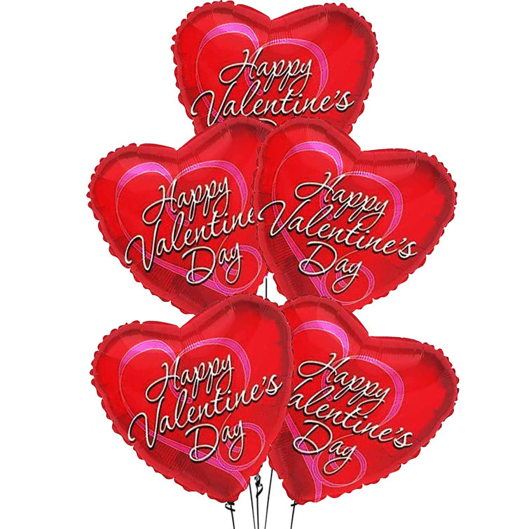 PMU Happy Valentines Day 18 Inch Heart Red Ribbon Mylar Balloon | Wayfair
