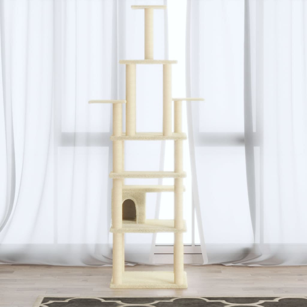 Ophelia & Co. Cat Tree Cream Engineered Wood, Plush, Sisal Large Cat ...