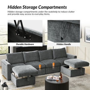 Ebern Designs Doulyn 6 Piece Storage Modular Sectional Sofa With Multi ...