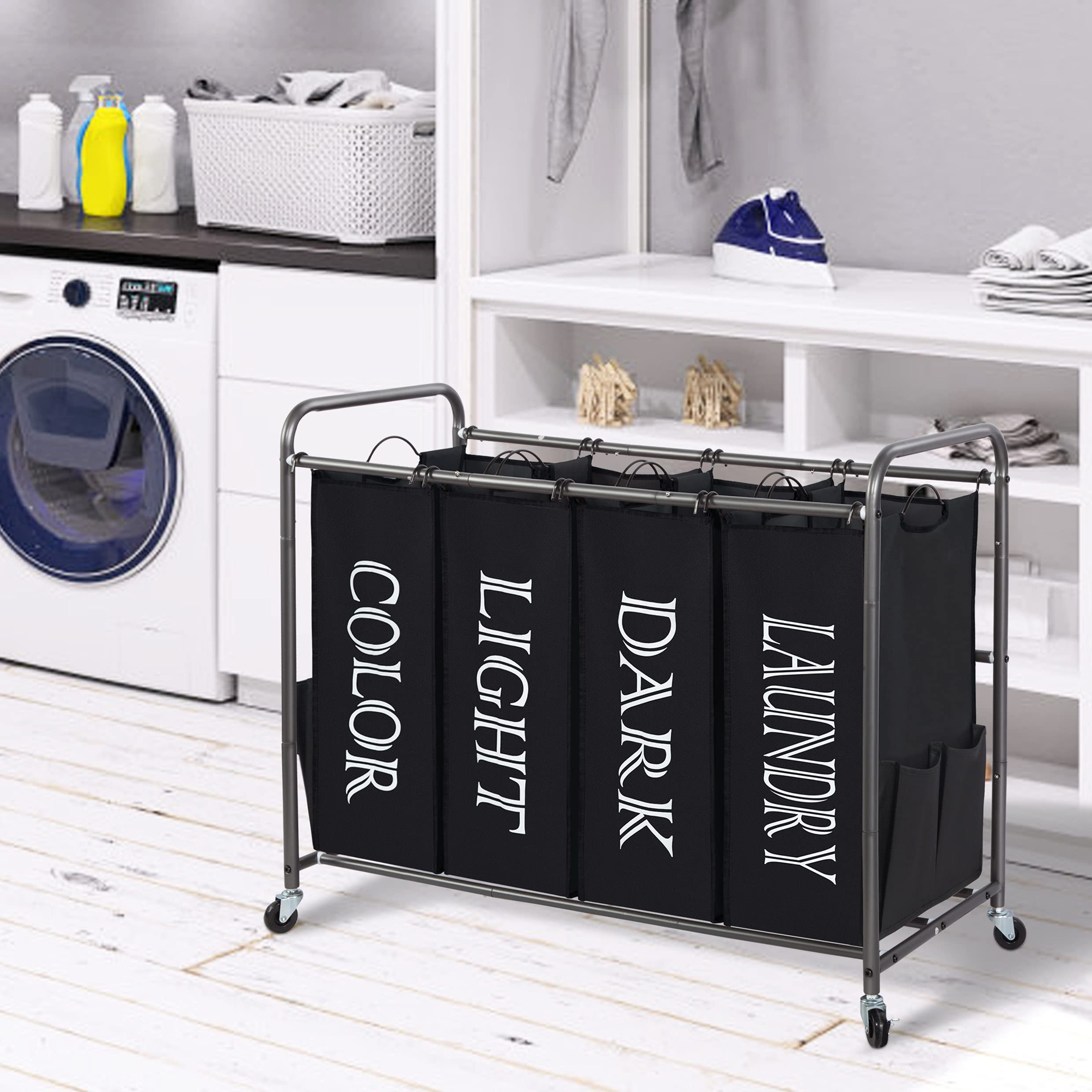 Rebrilliant Laundry Divider With Side Pockets, Multi Laundry Separator ...