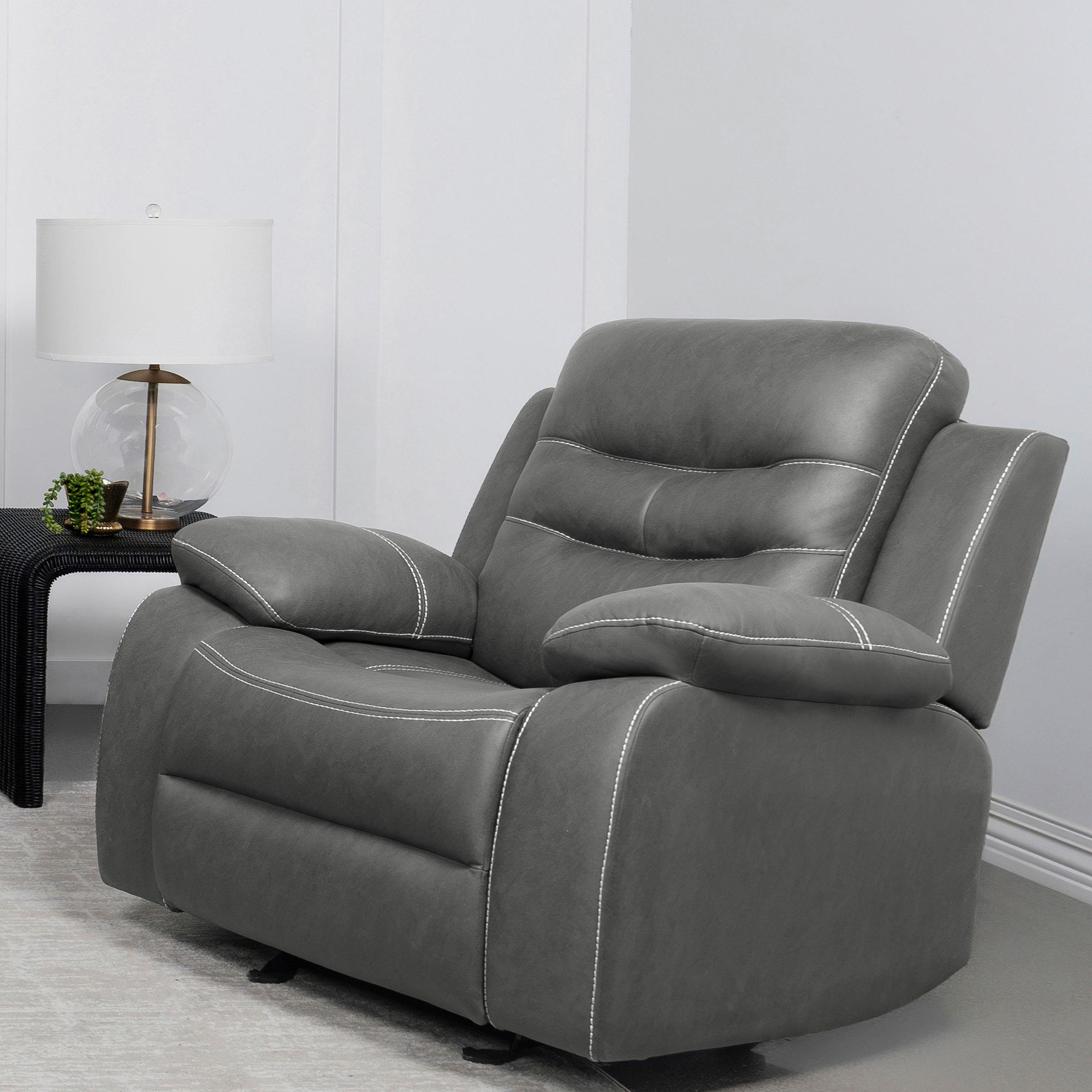 Hokku Designs Upholstered Padded Arm Glider Recliner Dark Grey ...