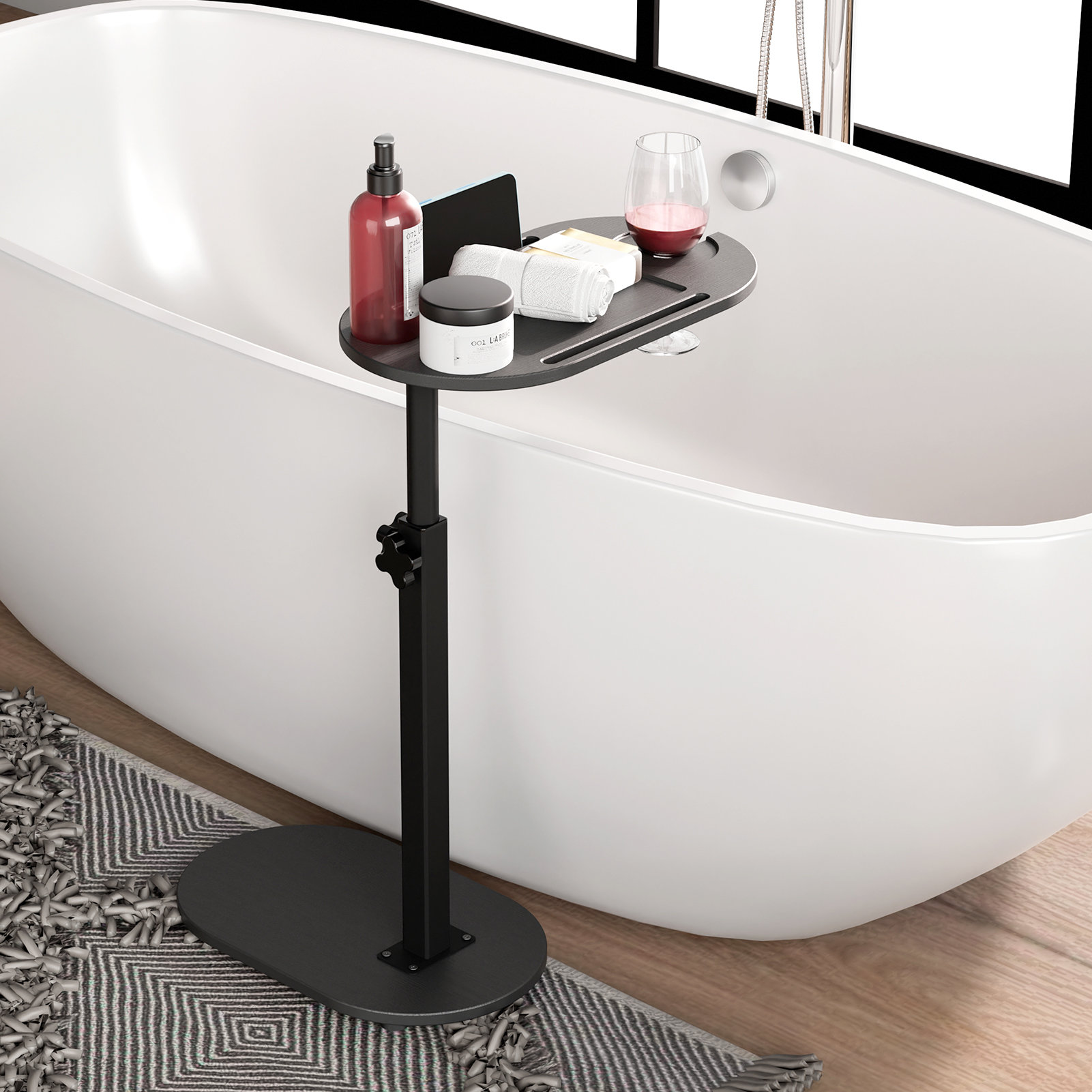Latitude Run® Free-standing Bath Caddy, Adjustable Height, Can be used ...
