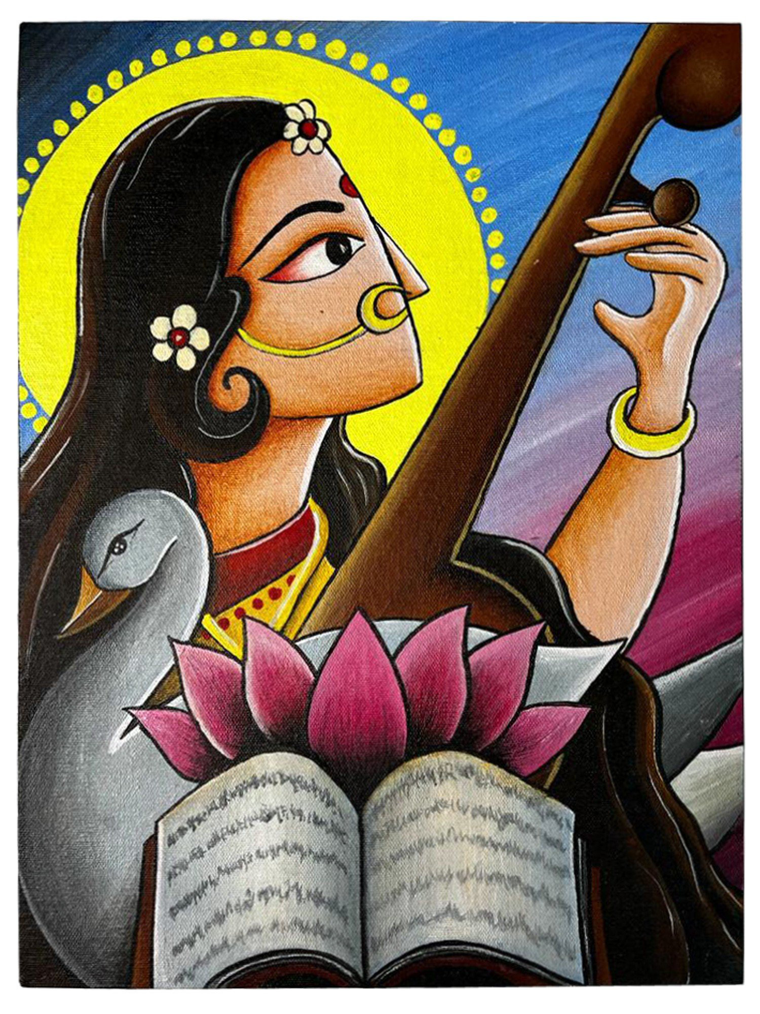 Exotic India Goddess Saraswati | Acrylic Paint | Painting By Sanju Basu ...
