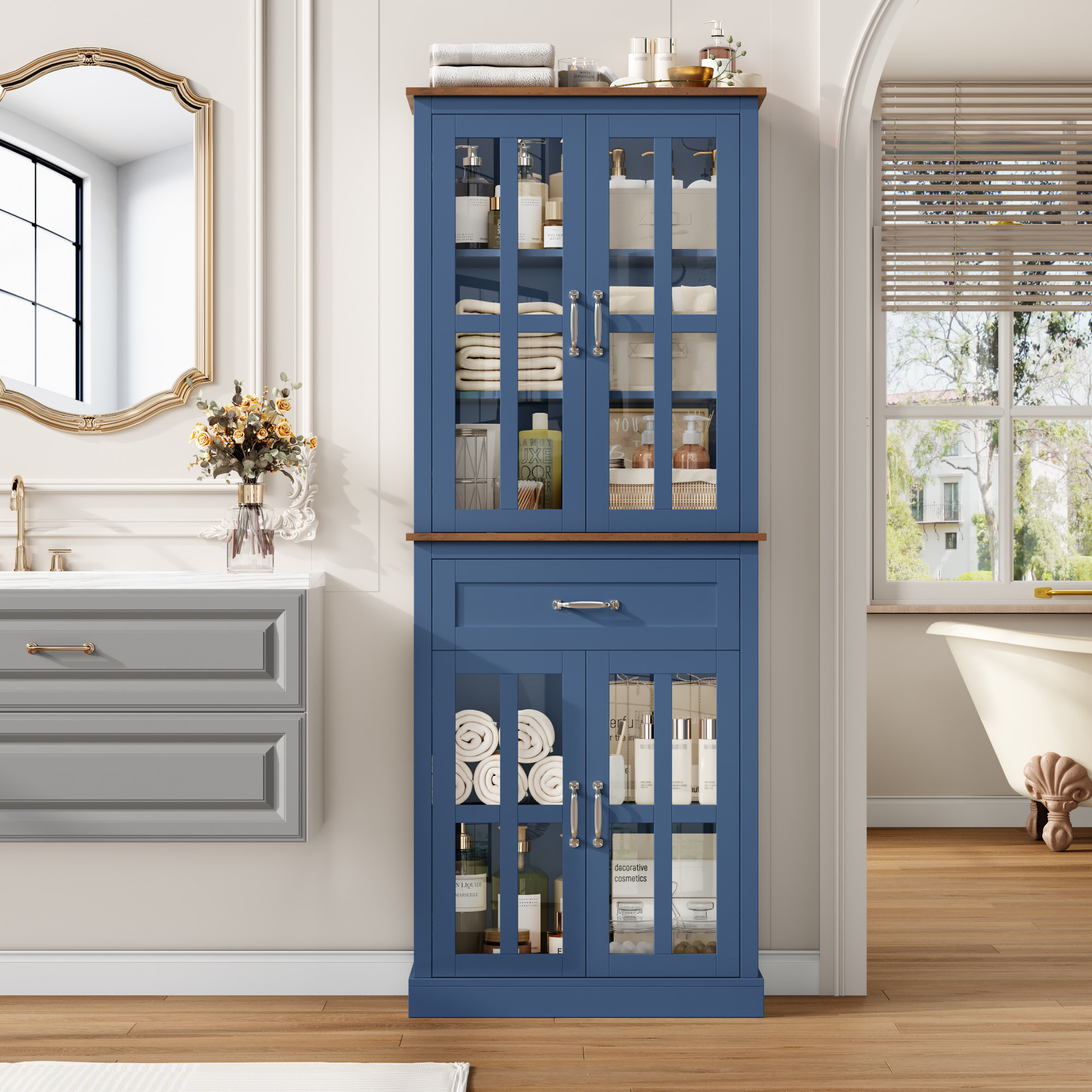 Gracie Oaks 71" Tall Bathroom Storage Cabinet with Drawer - Waterproof ...