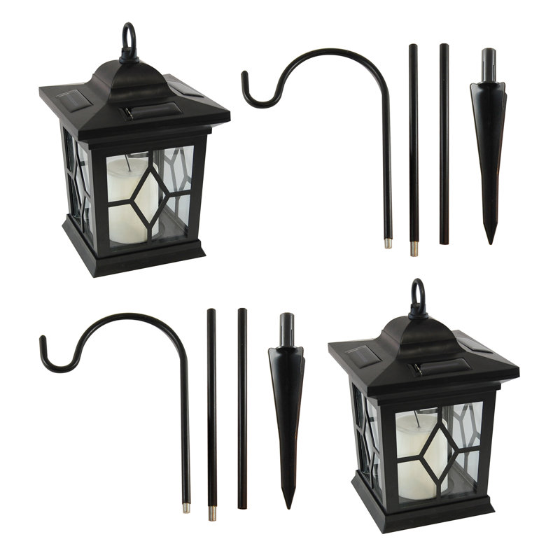 Longshore Tides Vanessa Black Solar Lantern with Shepherd's Hook ...