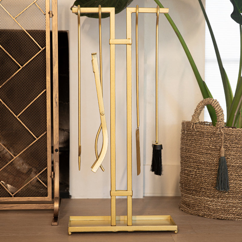 Mercer41 Chinemelum 5-Piece Iron Fireplace Tool Set & Reviews | Wayfair