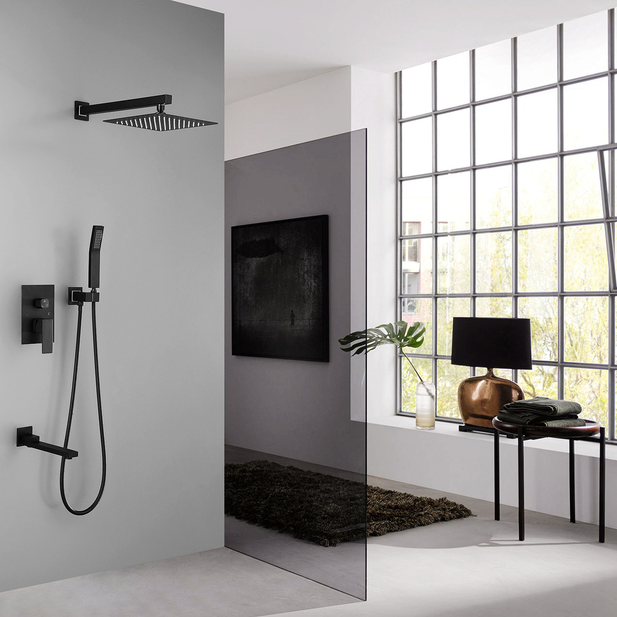 ACME Furniture Shower System 10 Inch Square Bathroom Luxury Rain Mixer ...