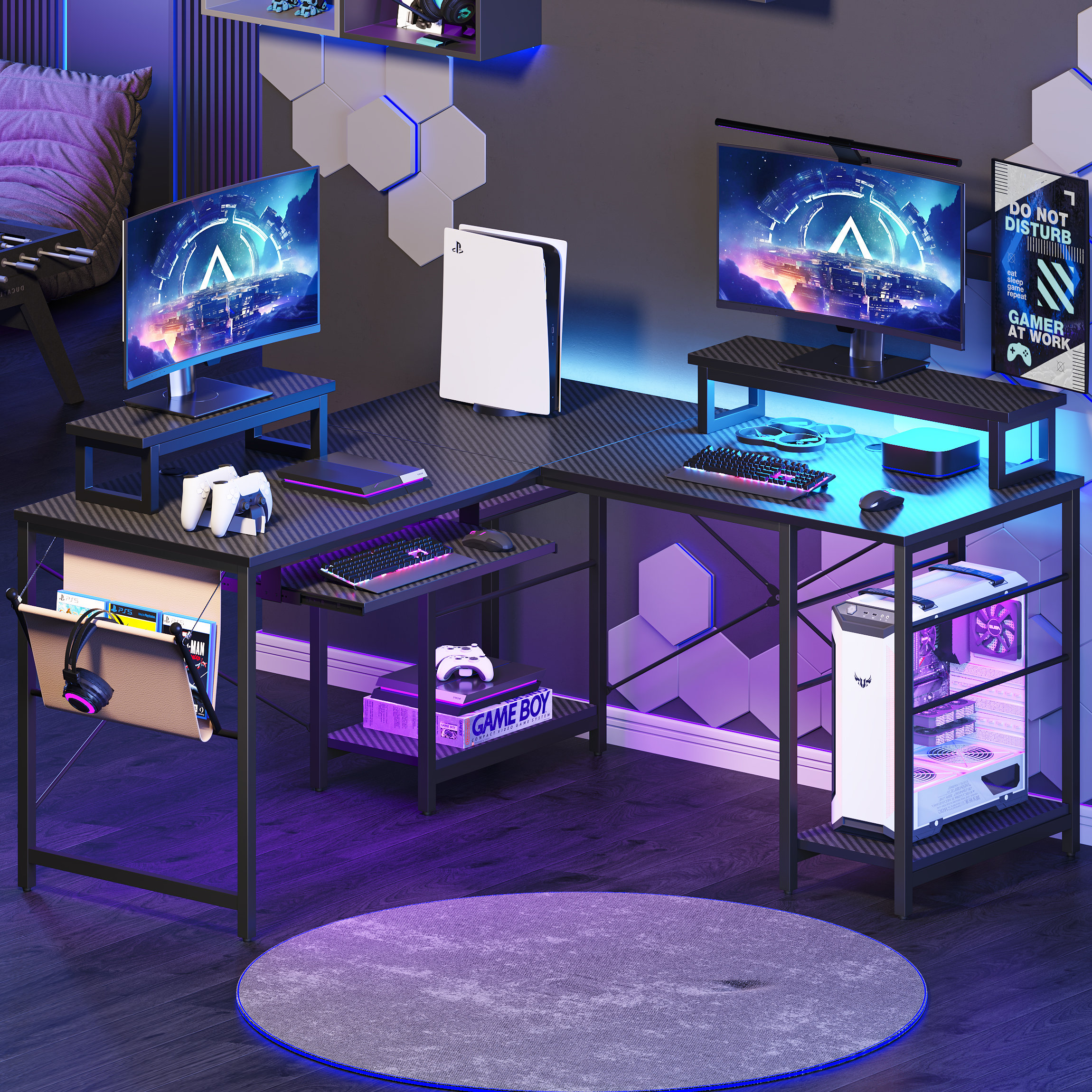 Trent Austin Design® Orndorff L Shaped Gaming Desk or 2 Person Long ...