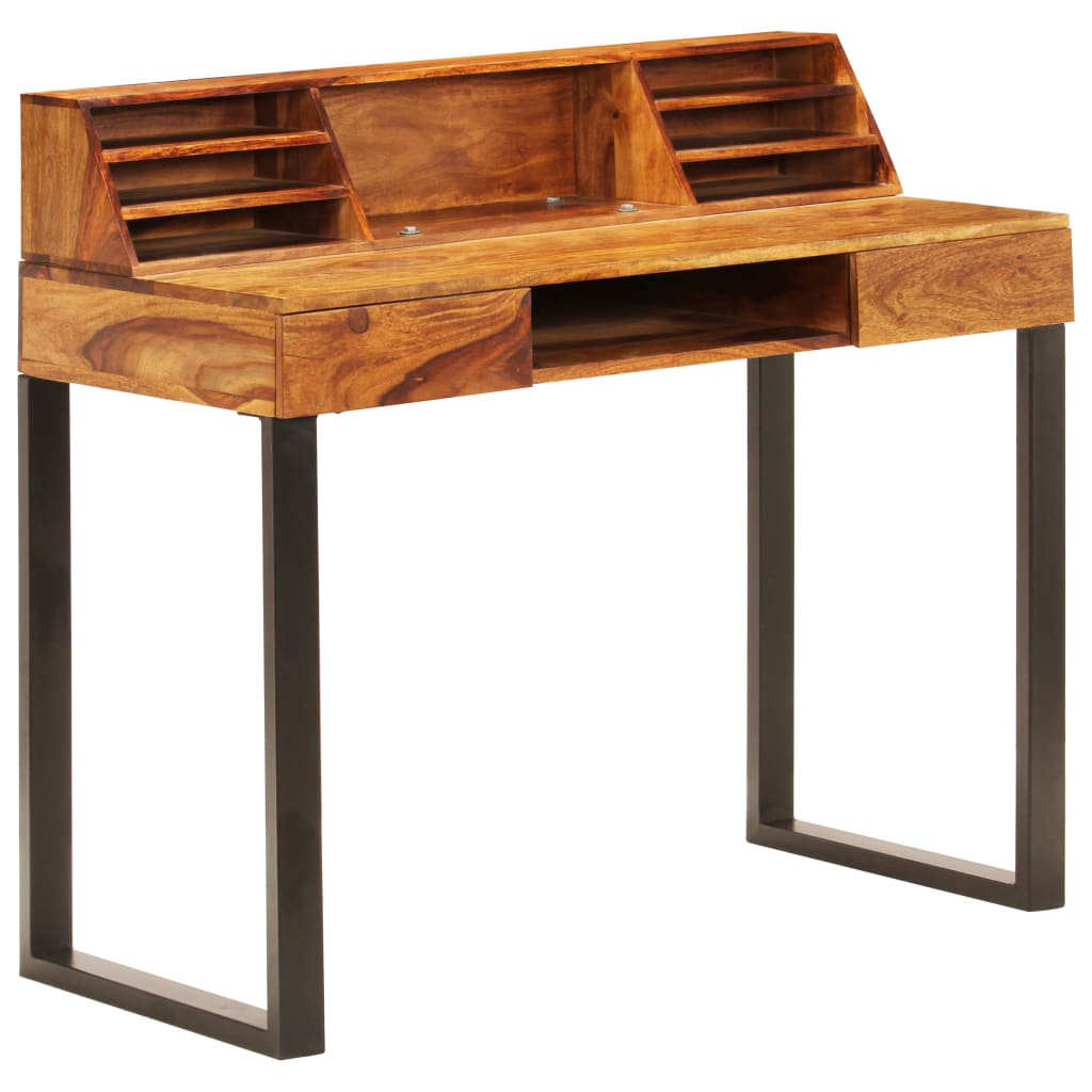 Foundry Select Desk 43.3" x 19.7" x 37" Solid Sheesham Wood and Steel ...