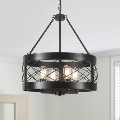 Union Rustic Fussell 4 - Light Shaded Drum Chandelier & Reviews | Wayfair