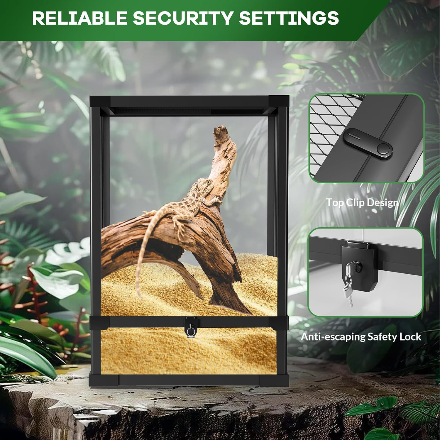 gaomon Reptile Glass Tank Terrarium 2 in 1 Side Meshes & Side Glasses ...