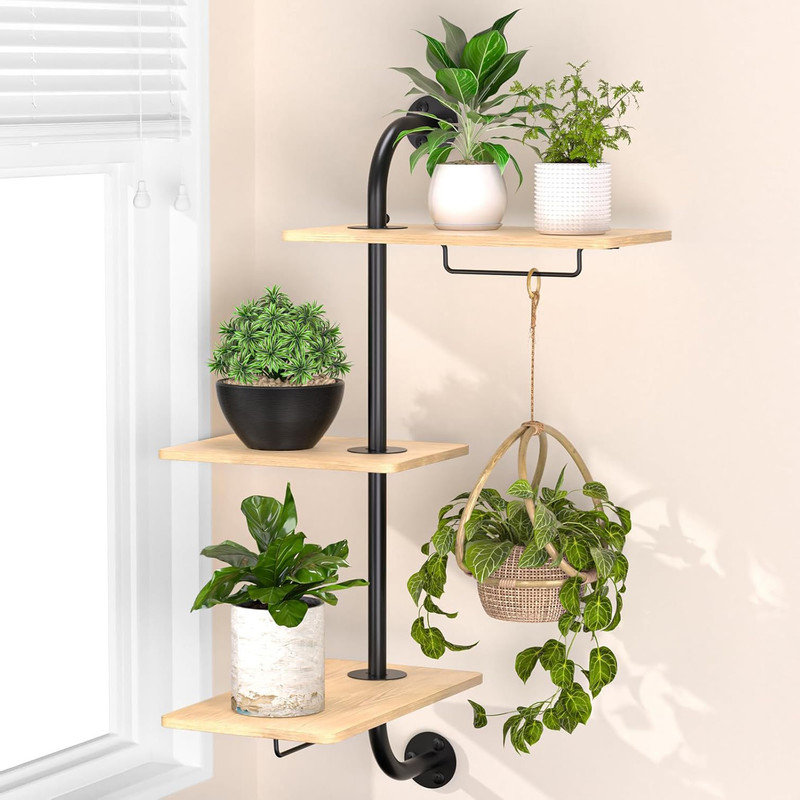 17 Stories Window Plant Shelves, 3-Tier Rotating Plant Shelf Stand ...