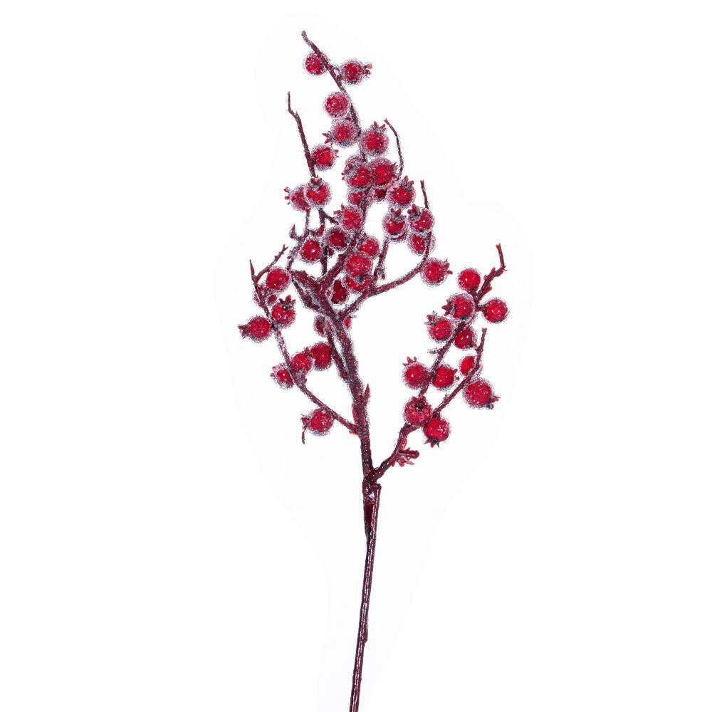 The Holiday Aisle® 14" Winter Icy Red Berry Pick | Wayfair