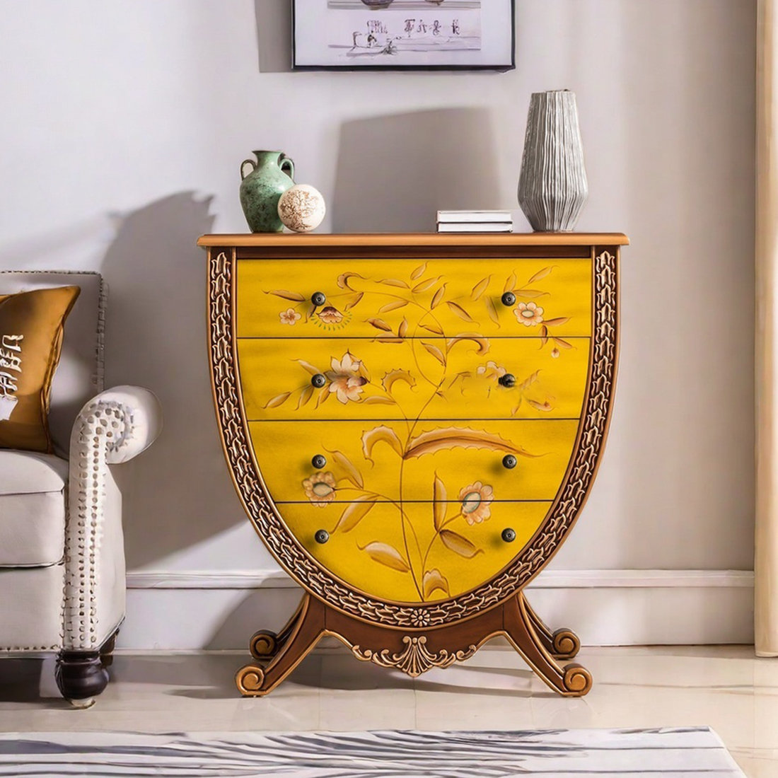 Liu's ink furniture Creative painted carved drawer accent chest | Wayfair