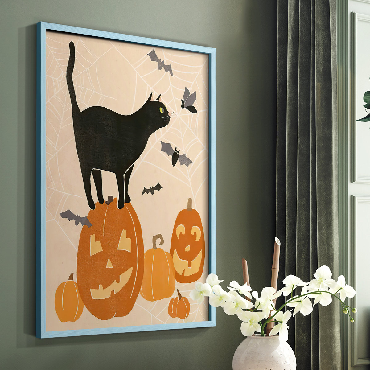 The Holiday Aisle® Pumpkin Patch Cats I Framed Print - Solid Wood | Wayfair