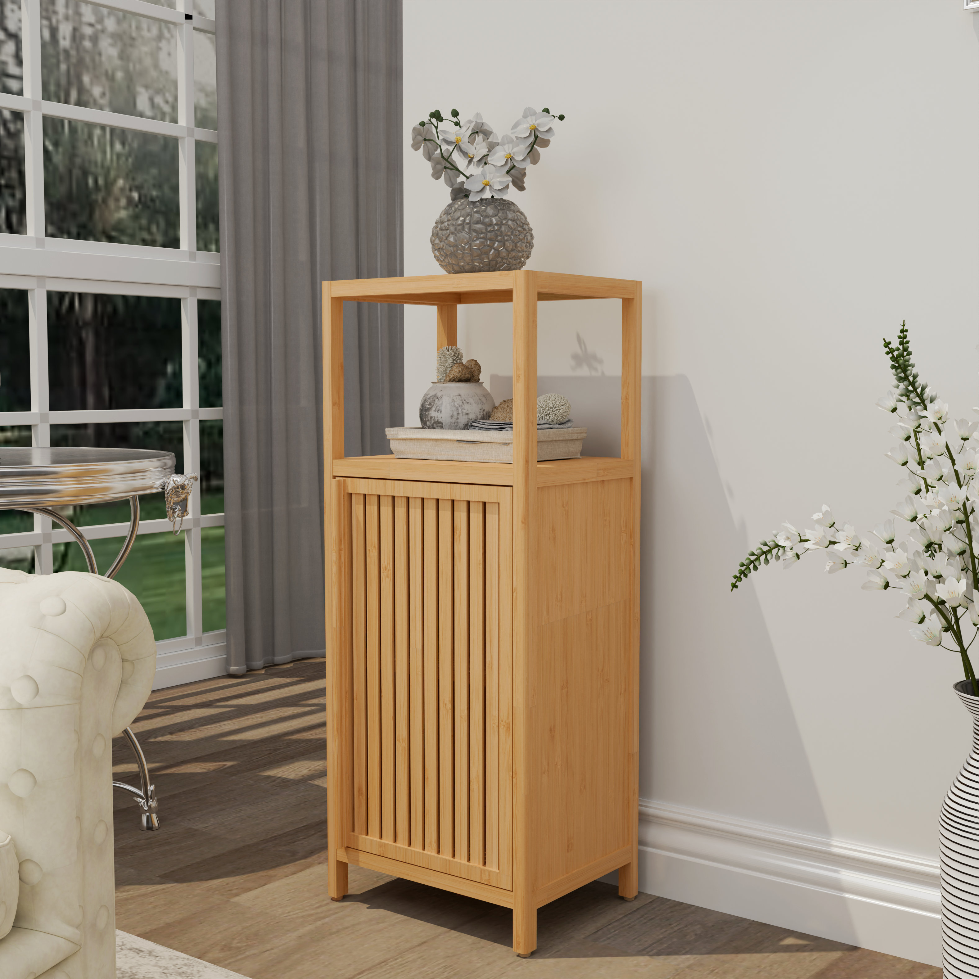Latitude Run® Single-Door And Single-Rack Bamboo Storage Cabinets ...