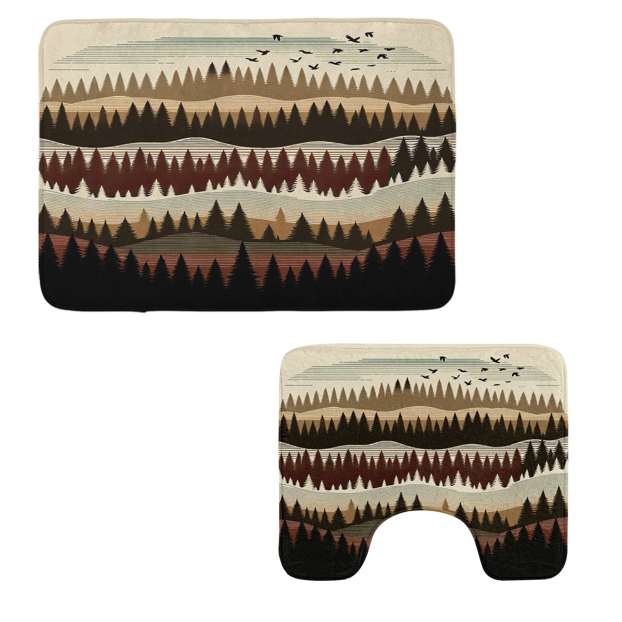 East Urban Home Brown Bathroom Rug Set 2 Pieces Rectangle & Contour ...