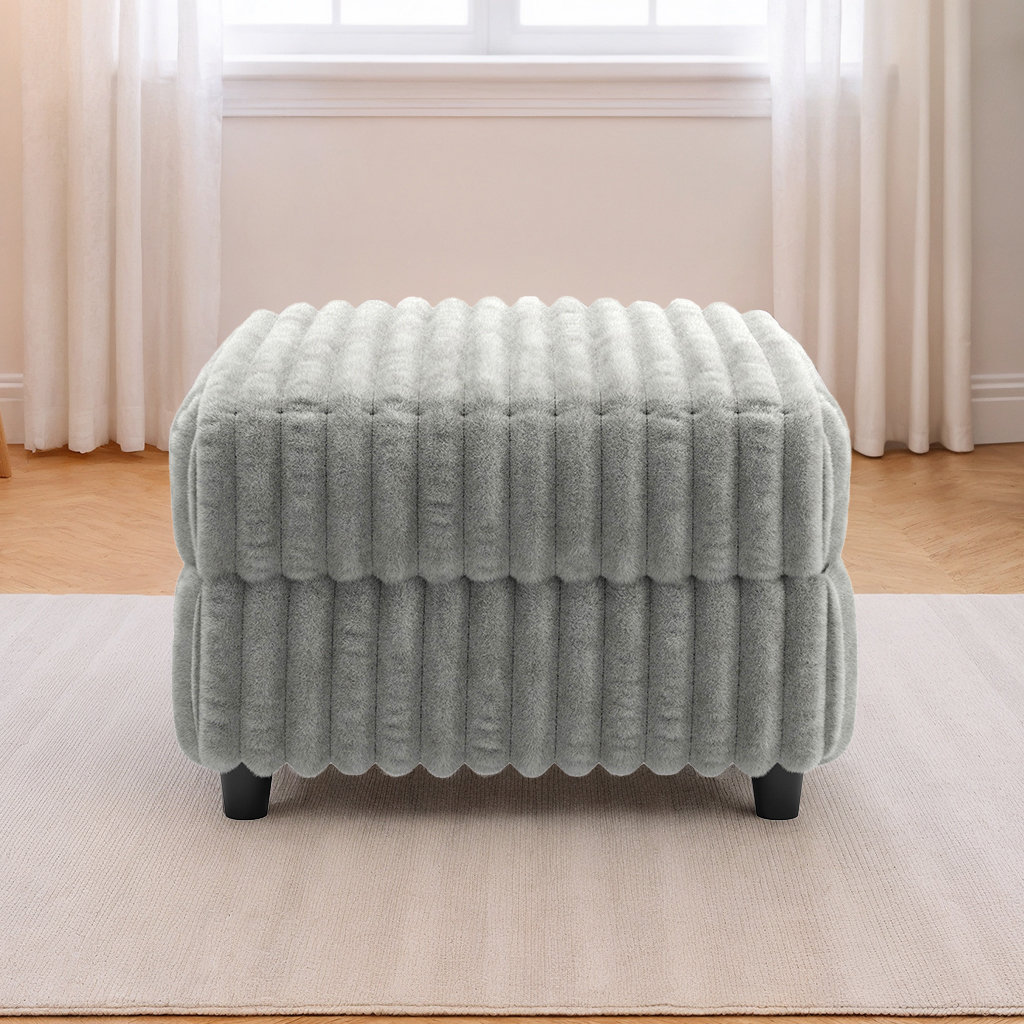 Kingstown Home Lirien Furry Channel Fabric Down-Filled Ottoman | Wayfair