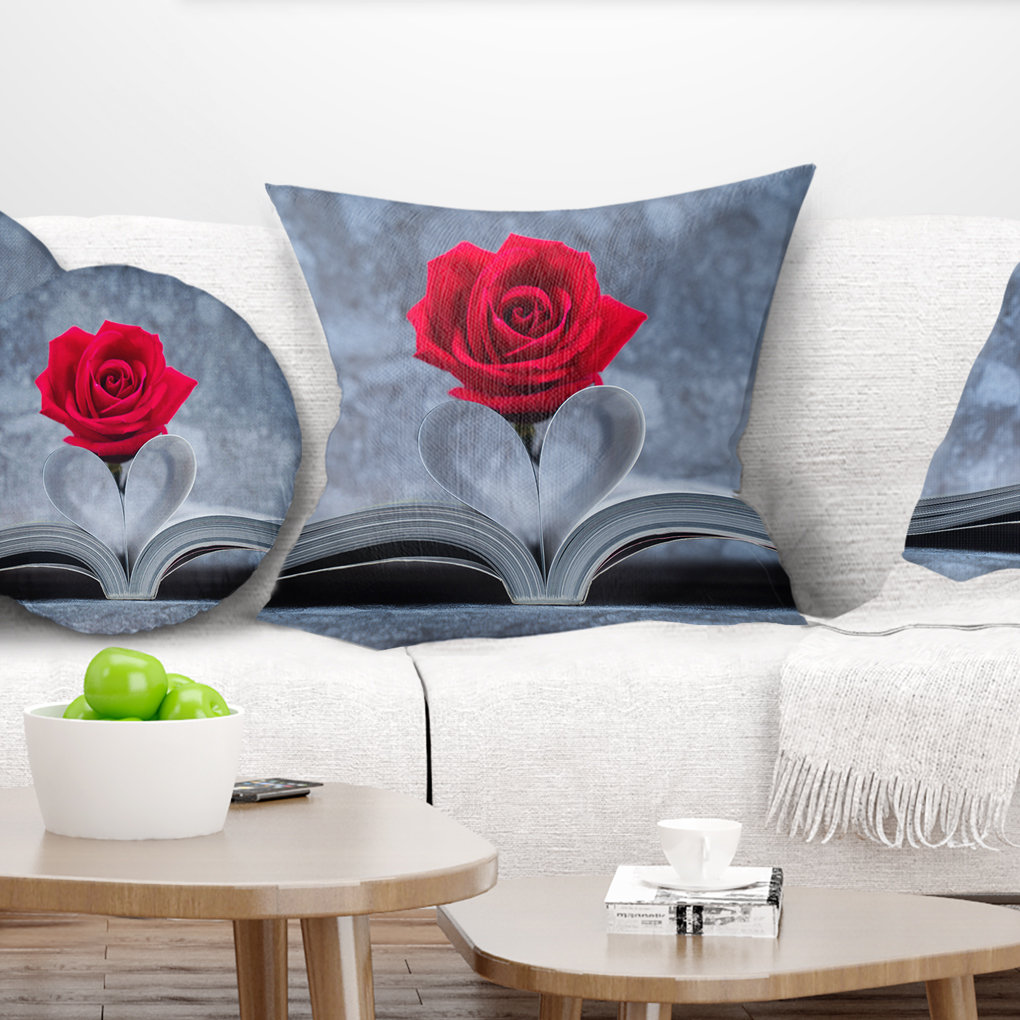 Design Art Red Rose Inside the Book - Rose Inside the Book Floral ...