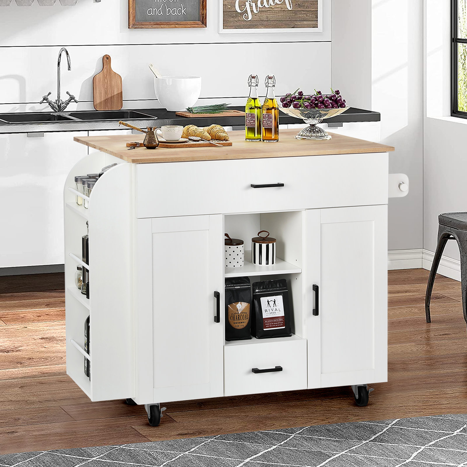 Red Barrel Studio® Jonhatan 45.2" Solid Wood Kitchen Island With Drop ...