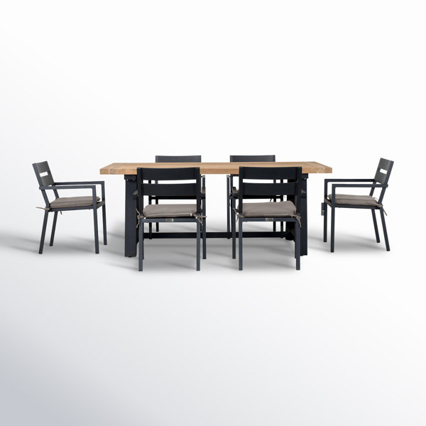 AllModern Eartha 6 - Person Teak Metal Patio Dining Set with ...