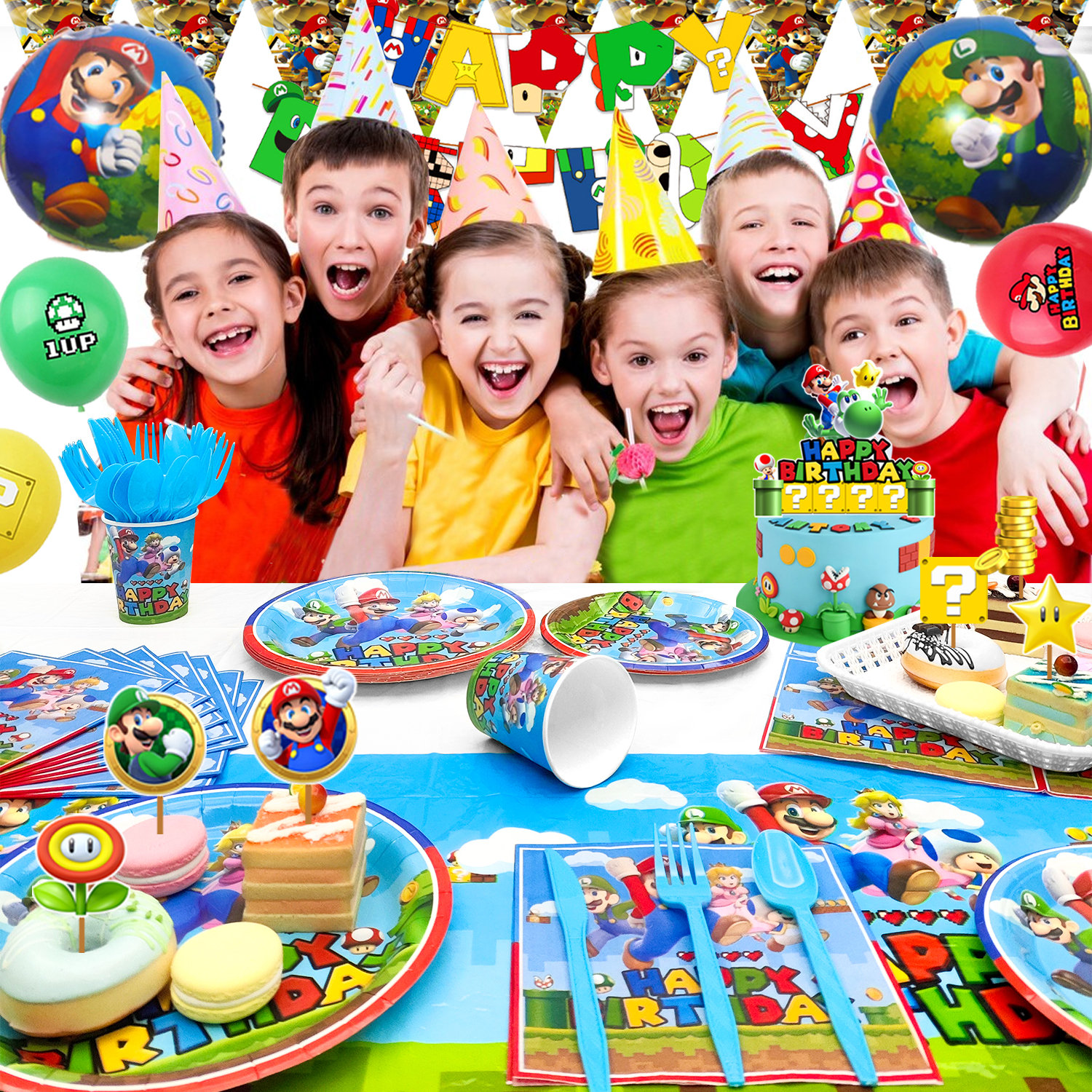 Lumcrajems Mario Birthday Party Supplies,115pcs Mario Party Decorations ...