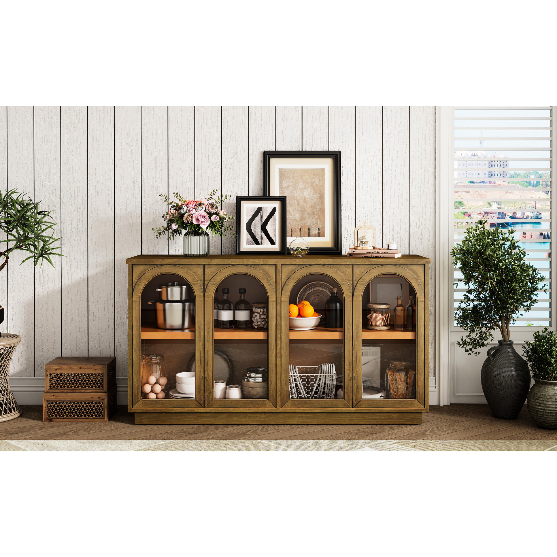 Red Barrel Studio® Storage Buffet In Navy. 4-Door With Adjustable ...