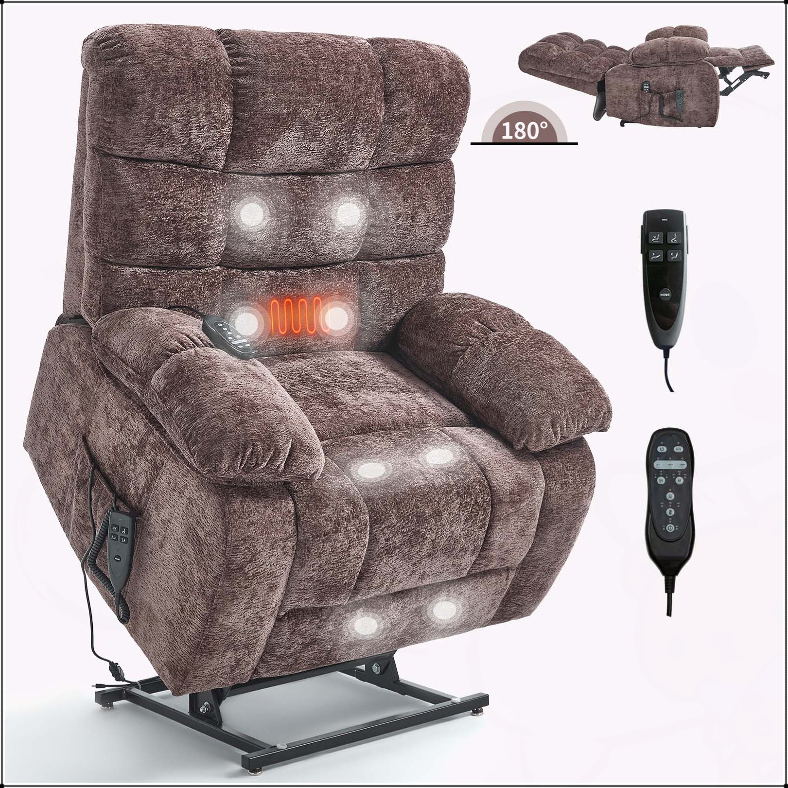 Latitude Run® Large Electric Lift Recliner Chair with Heat Massage and ...