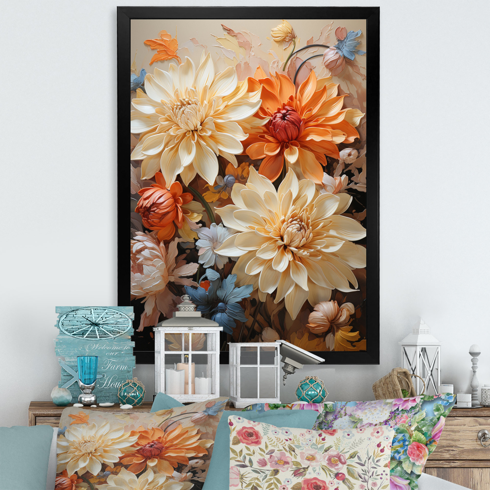 Latitude Run® Chrysanthemums Autumn Gold Patchwork I - Floral ...