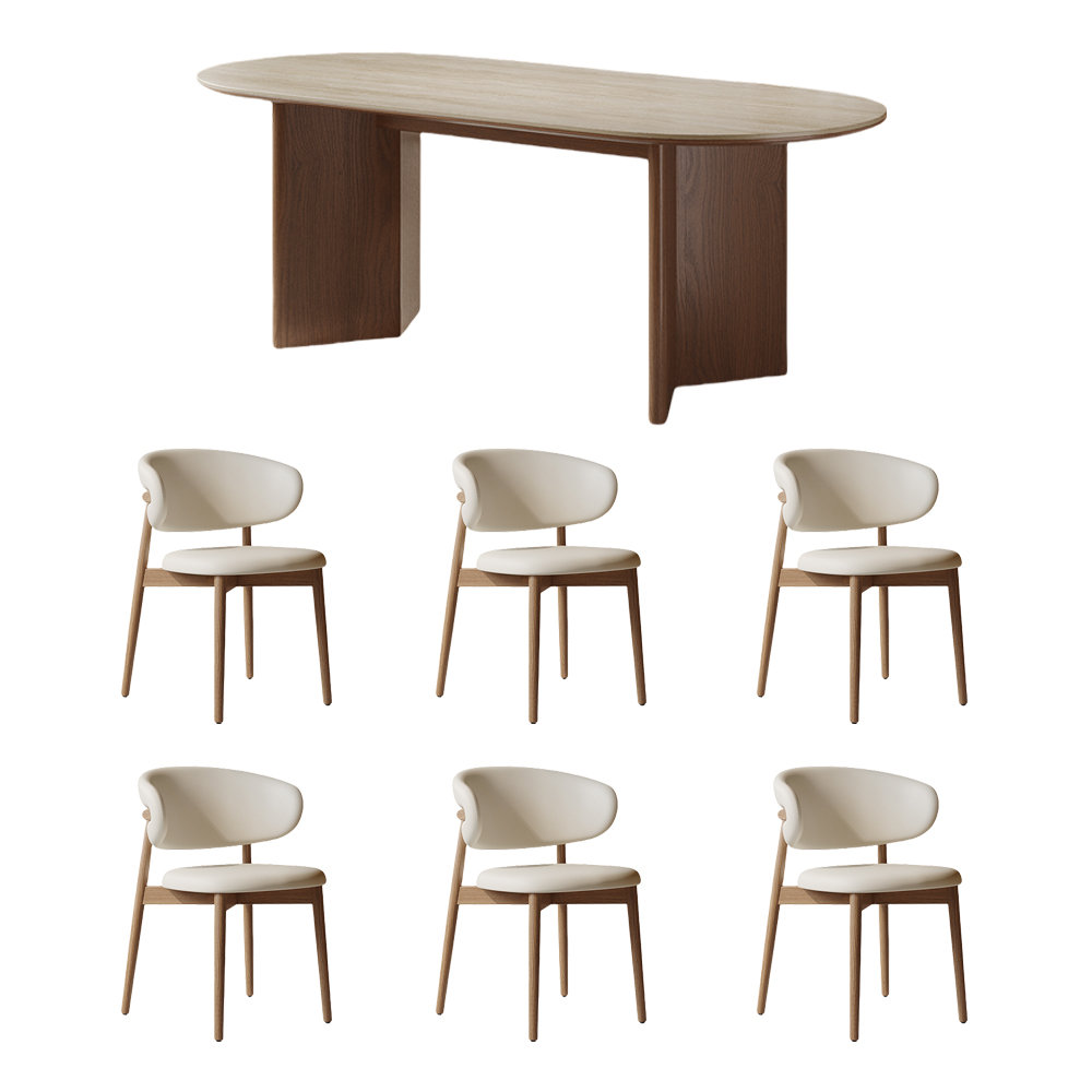 ACMISH Lightweight retro rock slab dining table chair set | Wayfair