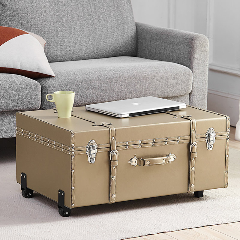 DormCo Texture Brand Designer Trunk with Wheels - Faux Leather ...
