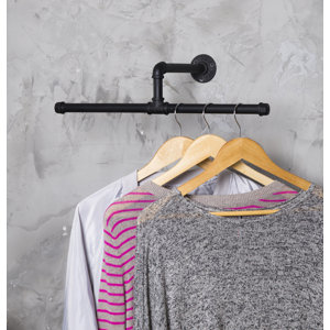 Symple Stuff Wall-Mounted T-Bar Pipe Hanging Clothing Rack & Reviews ...