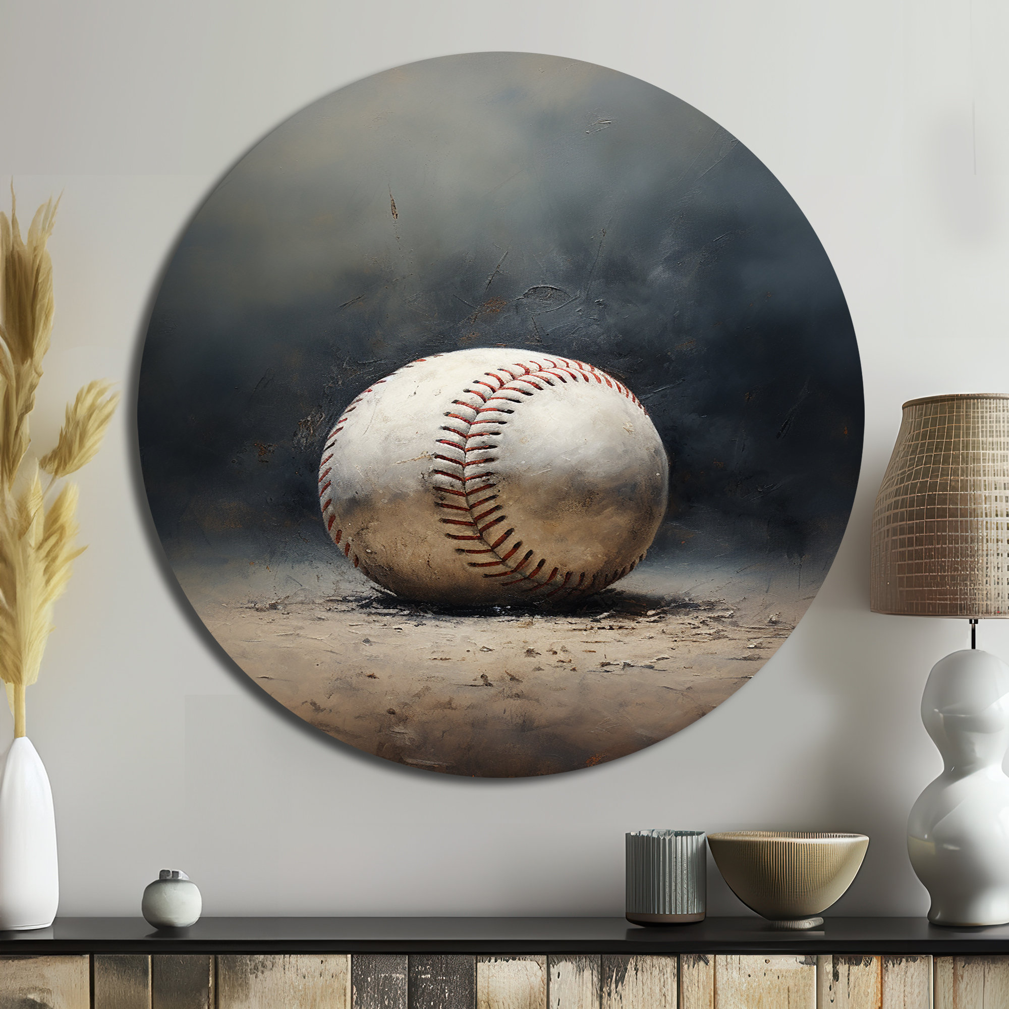 Design Art Baseball Subtle Strikeout - Sports Round Metal Art | Wayfair