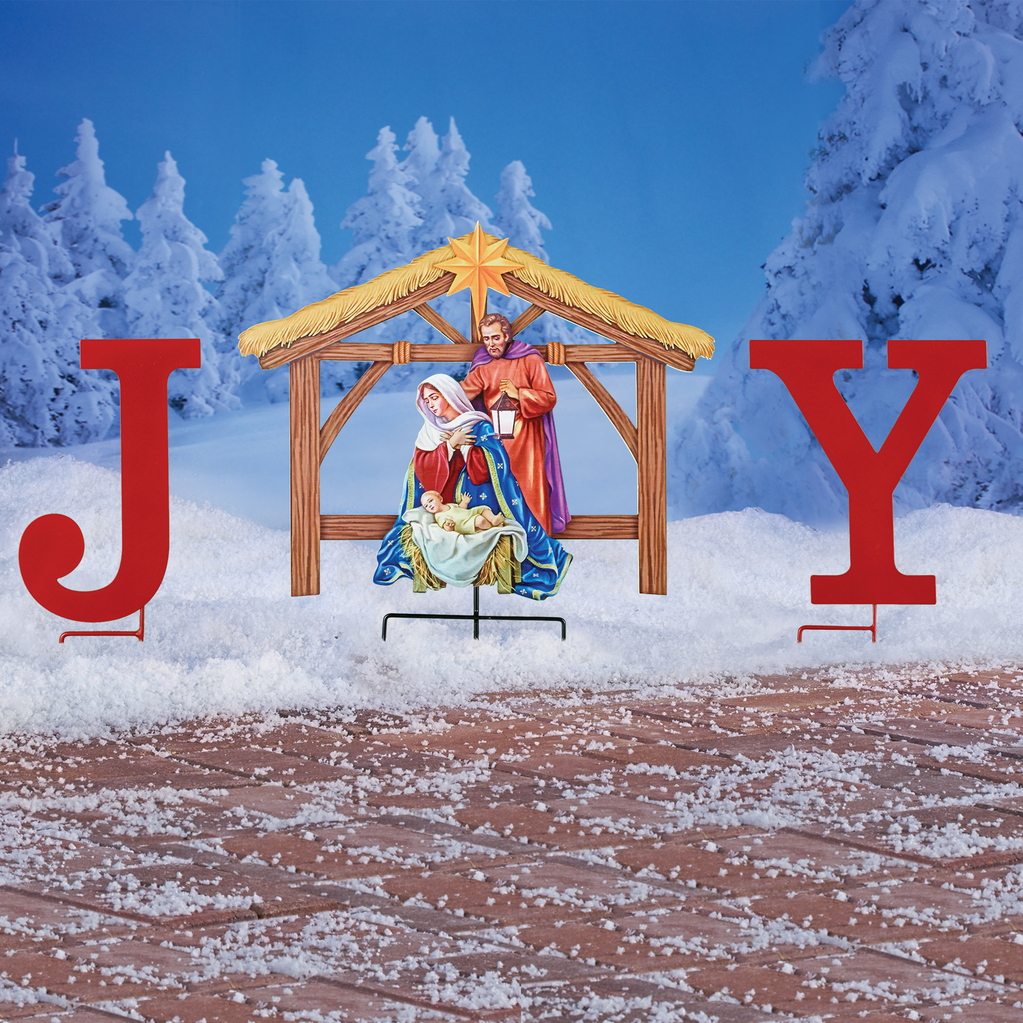 The Holiday Aisle® Joy Nativity Scene Garden Stake - Set Of 3 & Reviews ...