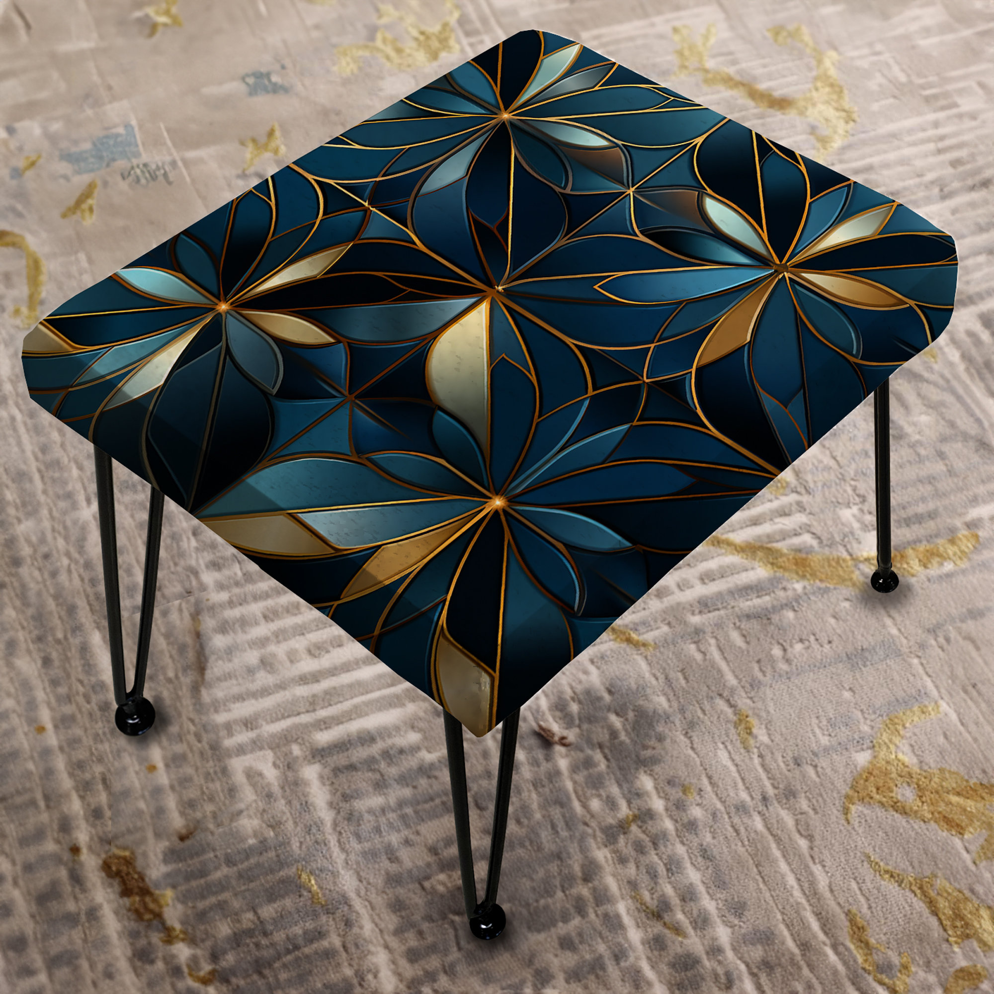 Design Art Blue Quantum Mosaic Vision Geometric - Geometric Rectangle ...