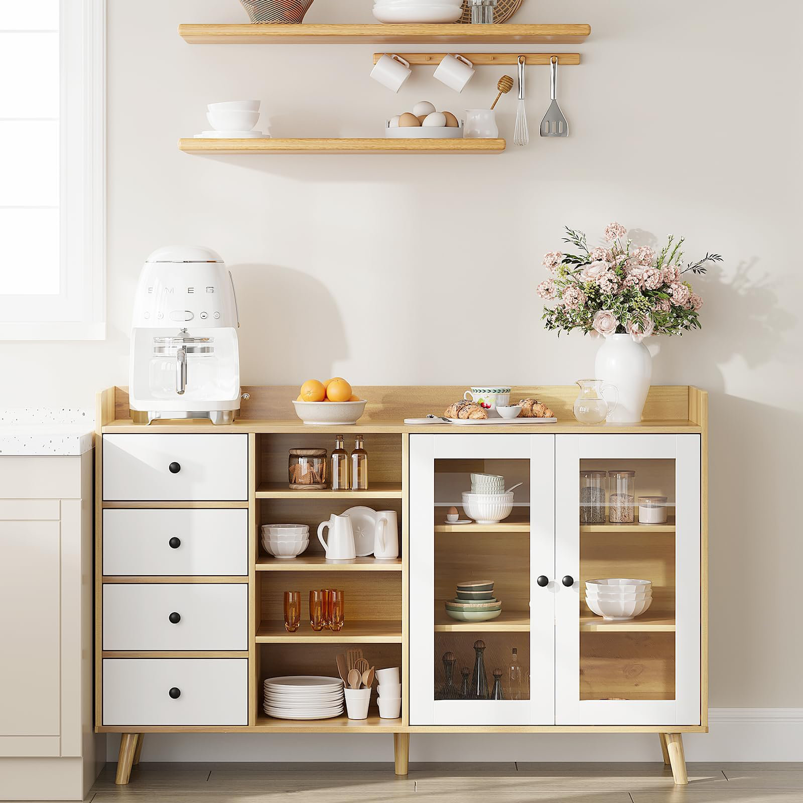 George Oliver 55" Modern Kitchen Buffet Sideboard with Adjustable ...