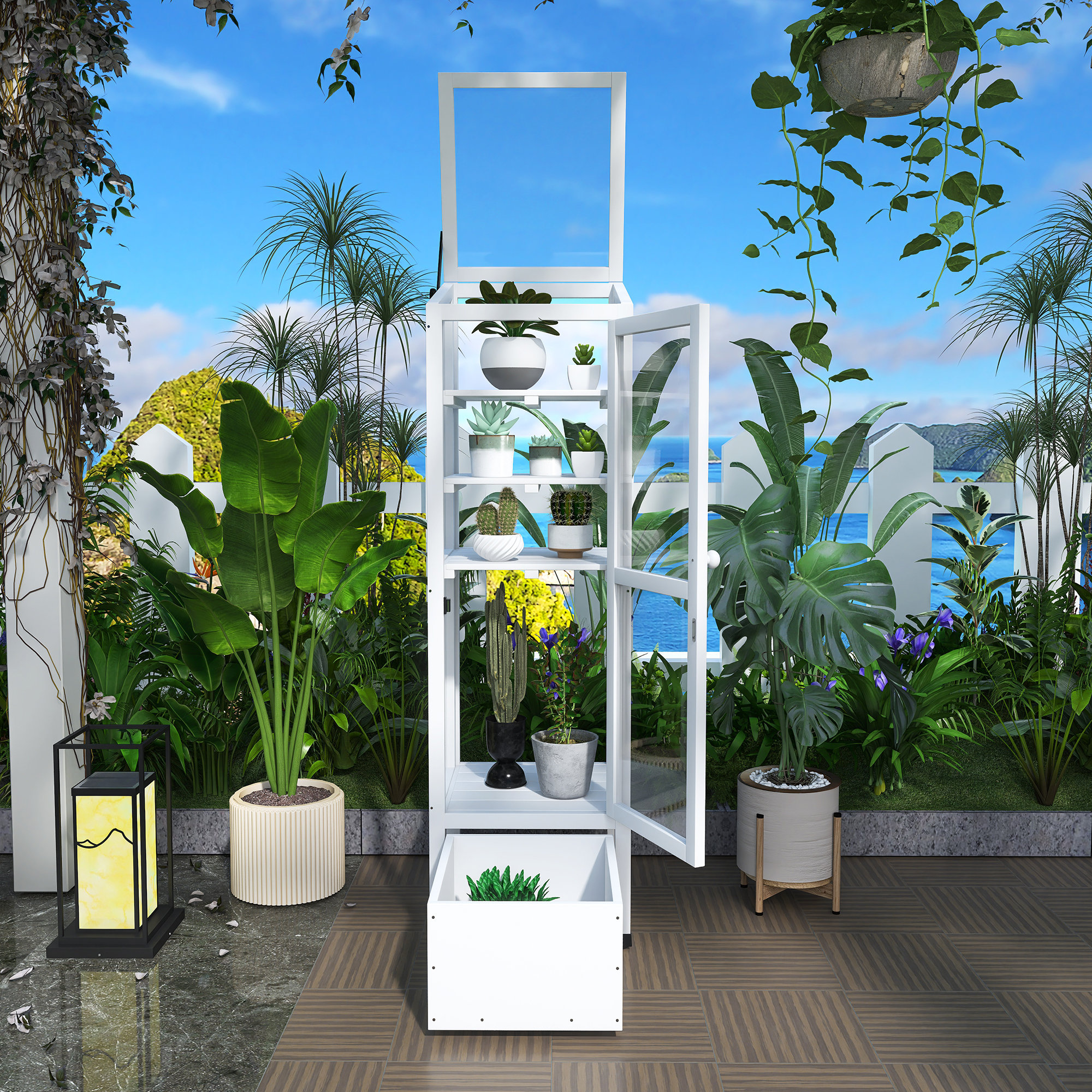 Magic Racks Wood Garden Greenhouse Balcony Portable Mini Cold Frame ...