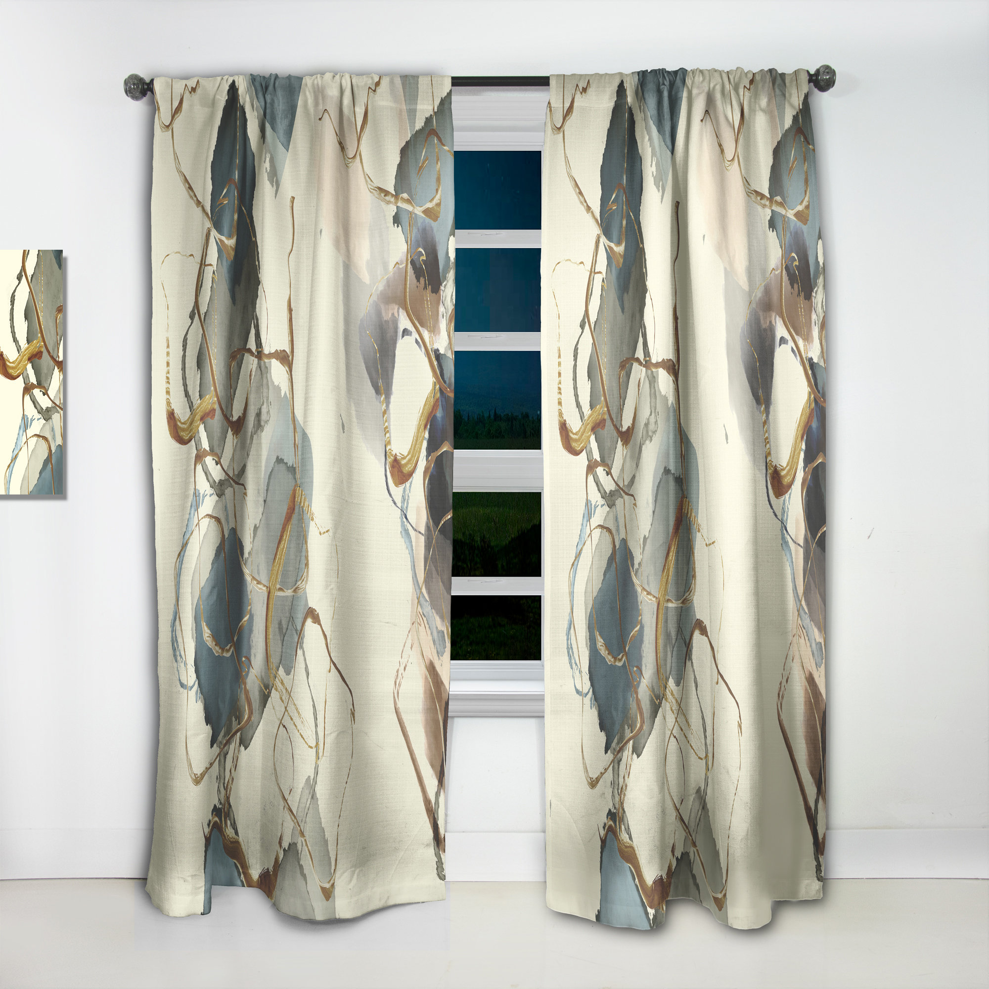 East Urban Home Gold Glam Squares VI - Abstract Curtain - Velvet Room ...